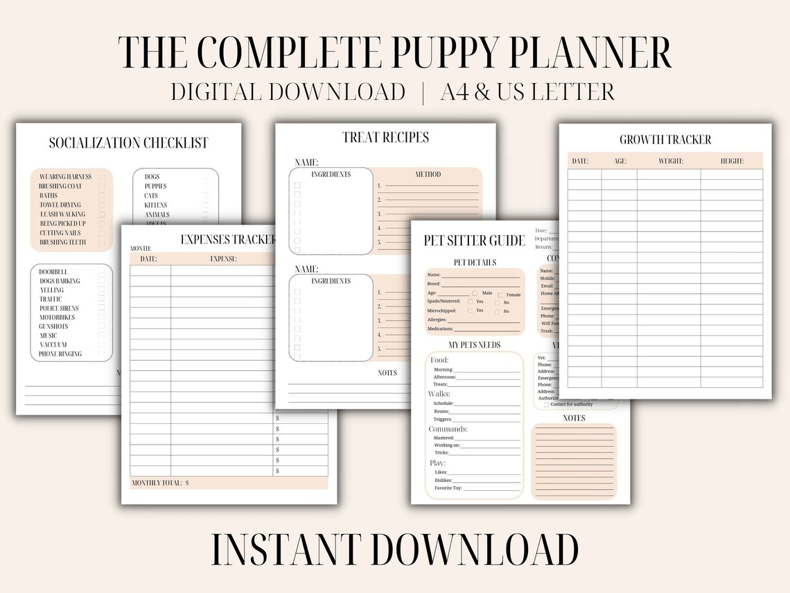 Complete Puppy Planner, New Puppy Planner Bundle, Dog Care Planner ...