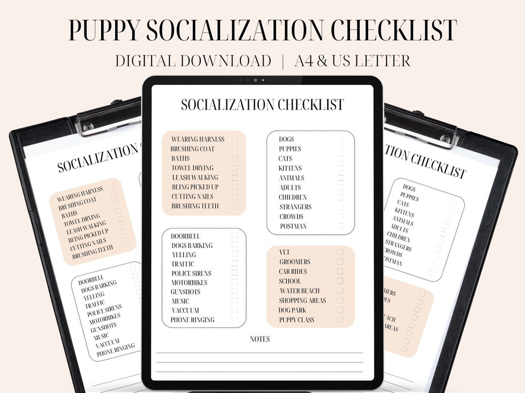 Puppy Socialization Checklist, New Puppy Training Checklist, Puppy ...