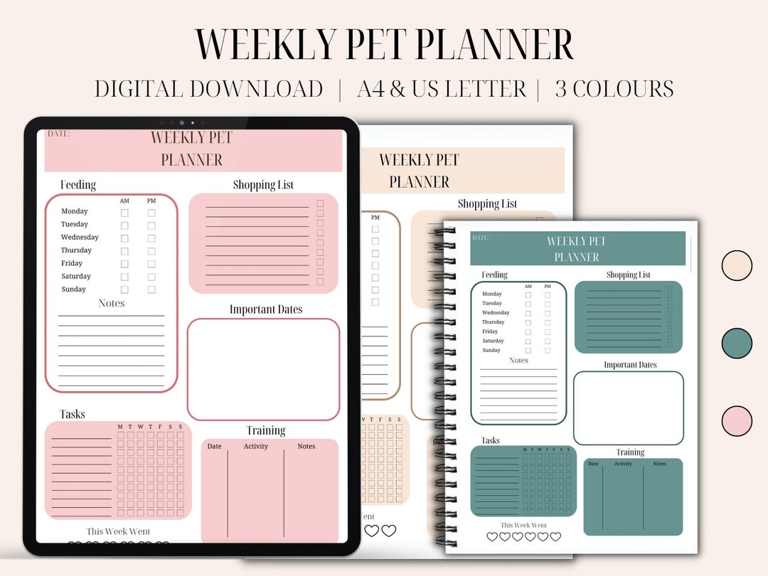 Weekly Pet Planner, Pet Care Journal, Goodnotes Puppy Planner ...