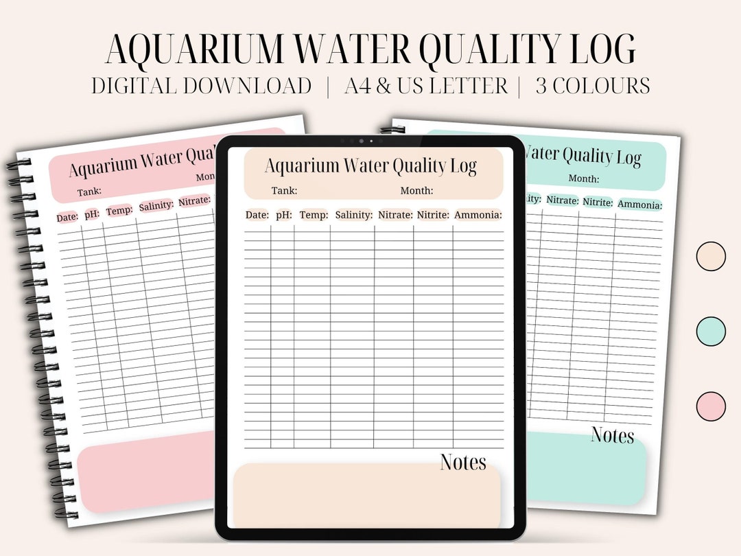 Aquarium Water Quality Log, Fish Care Health Tracker, Pet Maintenance ...