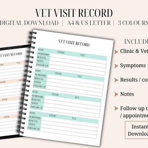 Vet Visit Record, Printable Pet Dog Medical History Template, Pet ...
