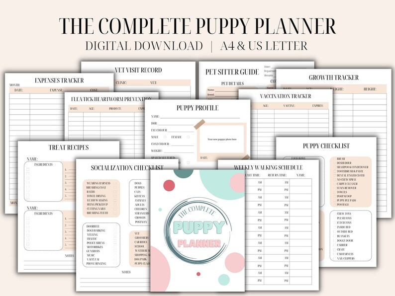 Complete Puppy Planner, New Puppy Planner Bundle, Dog Care Planner ...