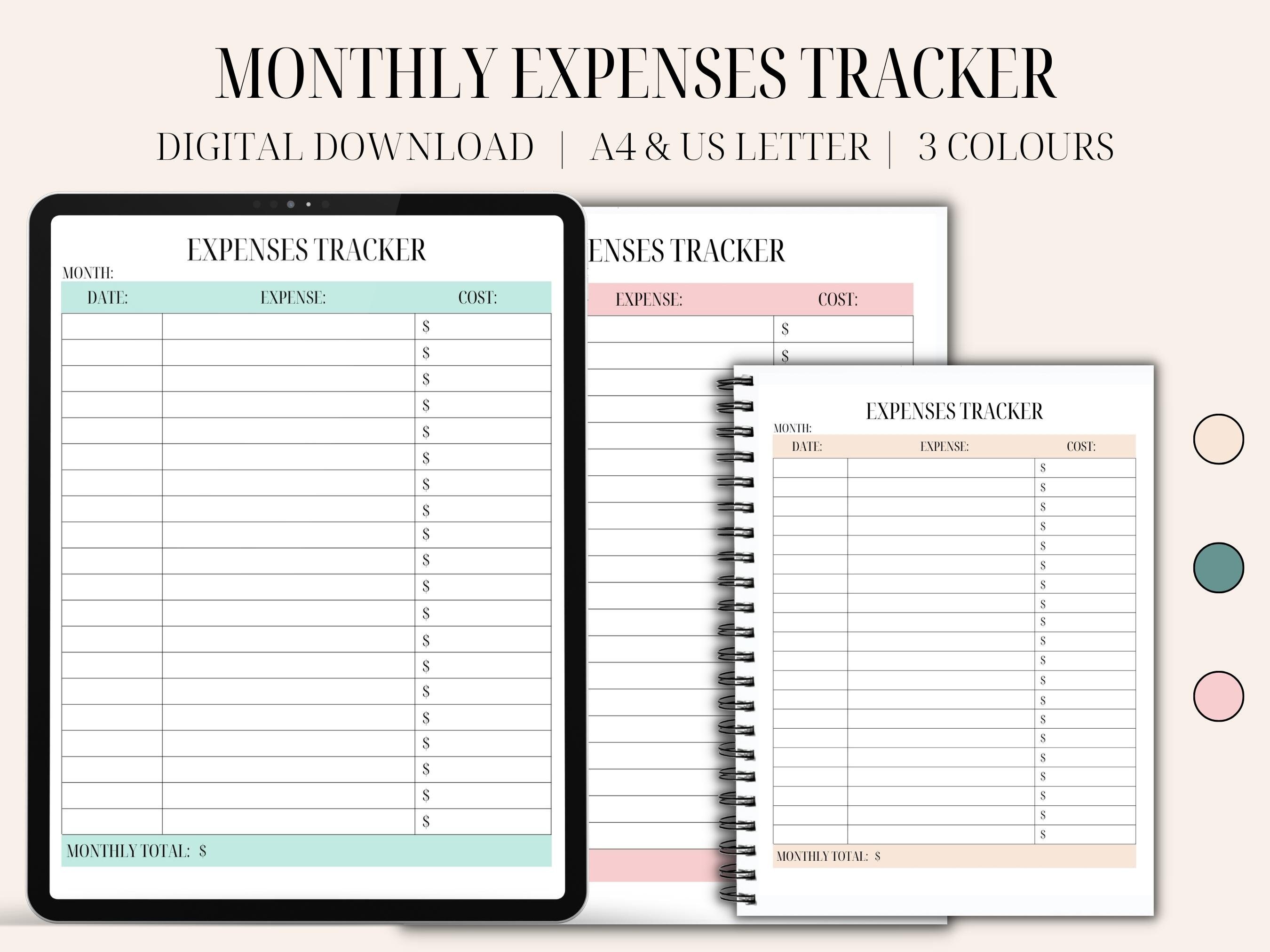 Monthly Expense Tracker, Budget Tracker, Spending Log, Financial Goals ...