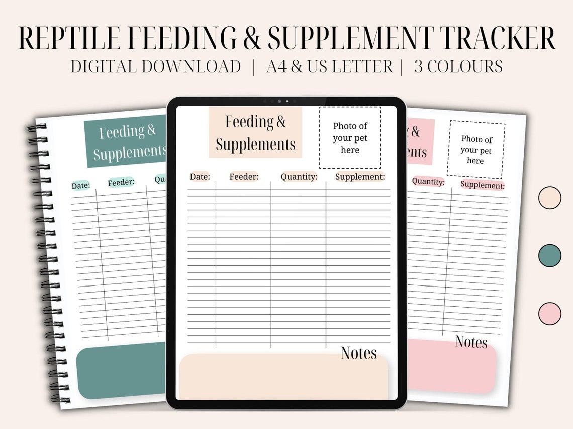 Reptile Feeding Tracker, Printable Reptile Food Log, Digital Feeding ...