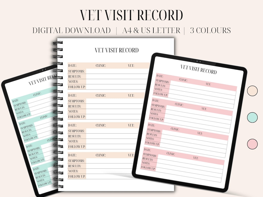 Vet Visit Record, Printable Pet Dog Medical History Template, Pet ...