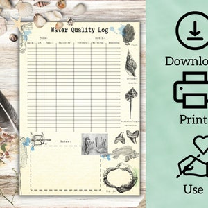 Aquarium Water Quality Tracker, Fish Health Log, Pet Maintenance ...