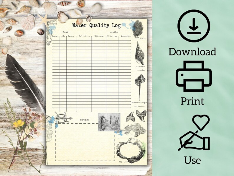 Aquarium Water Quality Tracker, Fish Health Log, Pet Maintenance ...