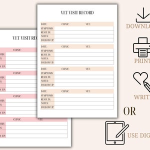Vet Visit Record, Printable Pet Dog Medical History Template, Pet ...