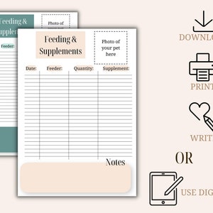 Reptile Feeding Tracker, Printable Reptile Food Log, Digital Feeding ...