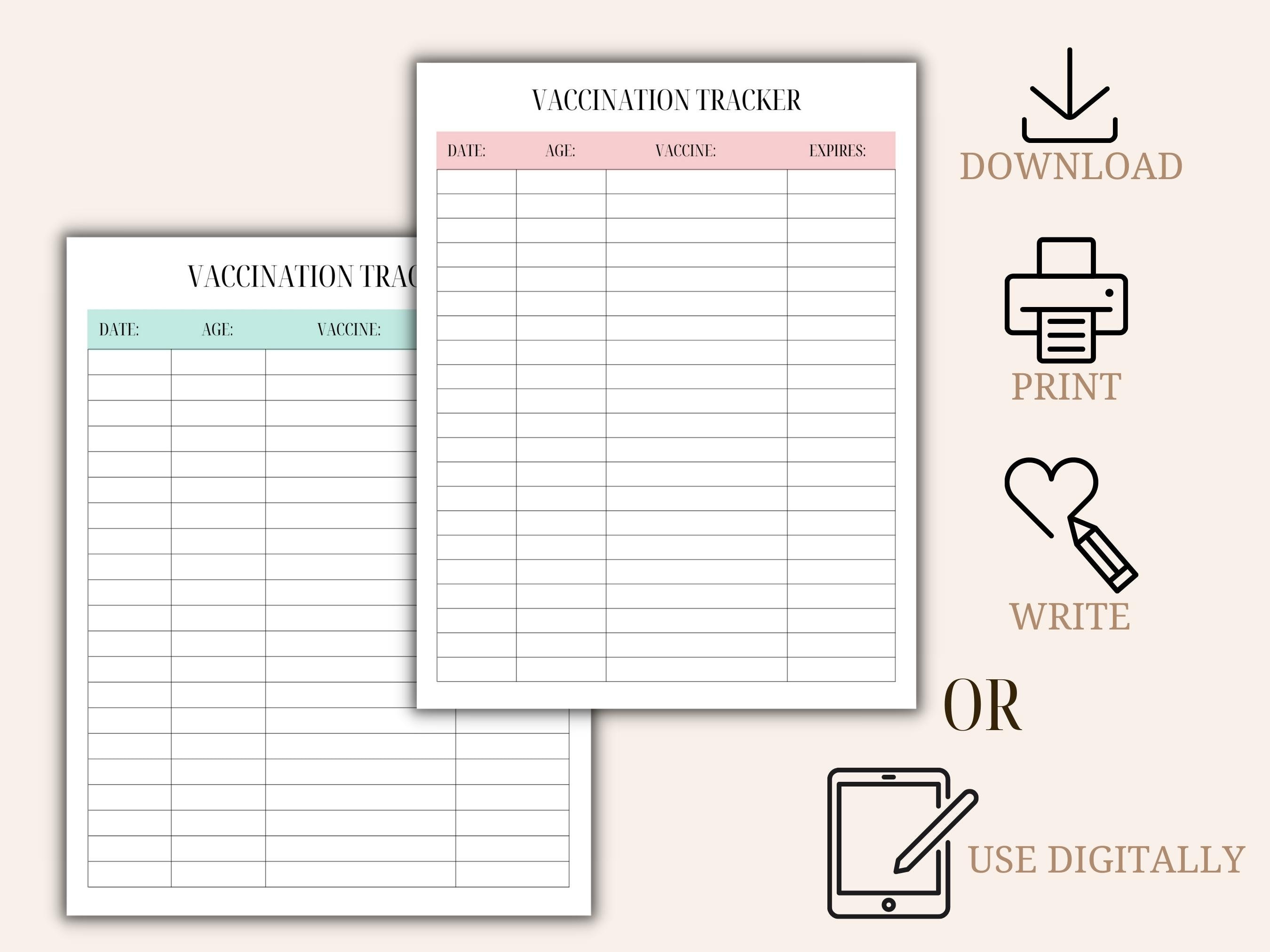 Pet Vaccination Log, Dog Vaccination Tracker, Pet Care Sheet, Printable ...