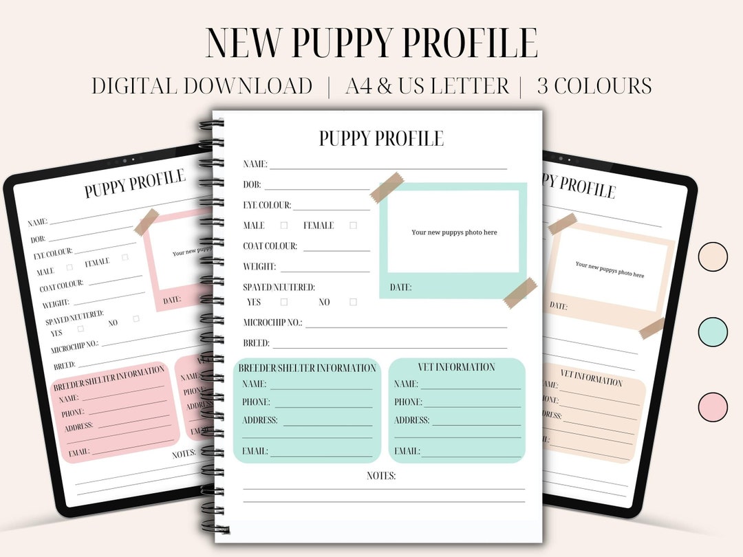 New Puppy Profile, Printable New Pet Planner, Gotcha Day Journal, Dog ...