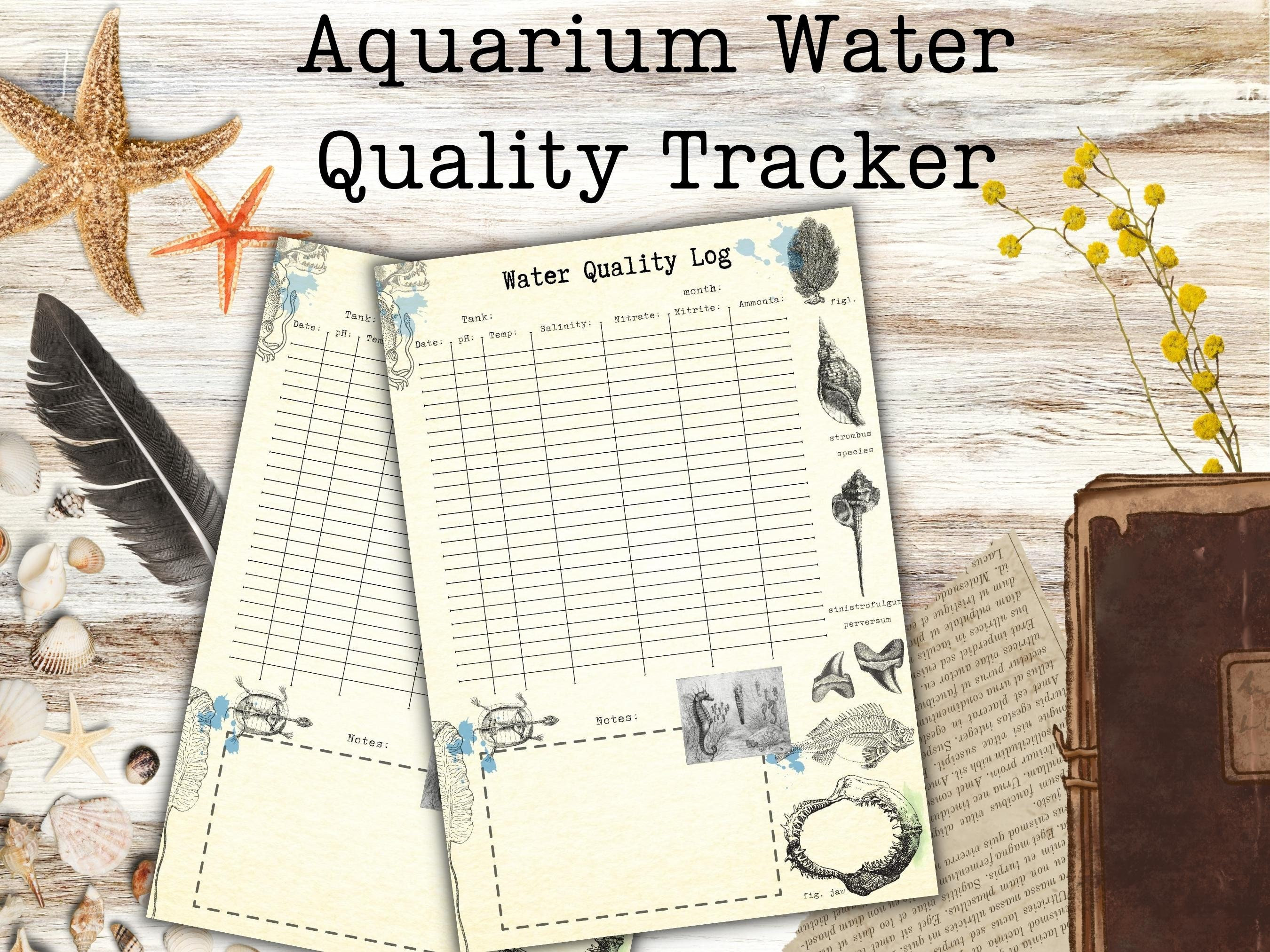 Aquarium Water Quality Tracker, Fish Health Log, Pet Maintenance ...
