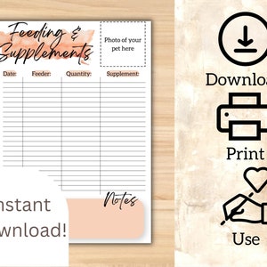 Reptile Feeding Tracker, Pet Food Planner, Printable Feeding Schedule ...