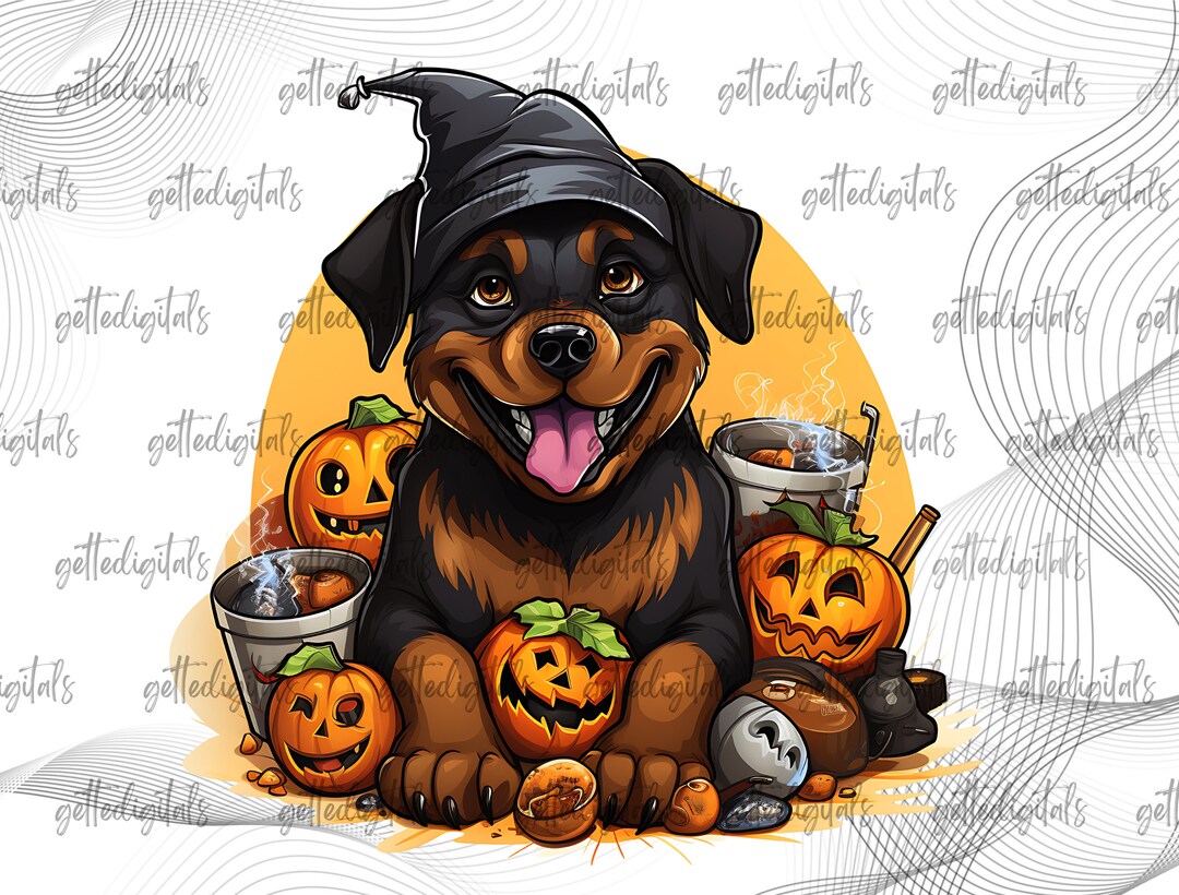 Trick or Treat Rottweiler Png - Fall Dog Sublimation Png, Rottweiler ...