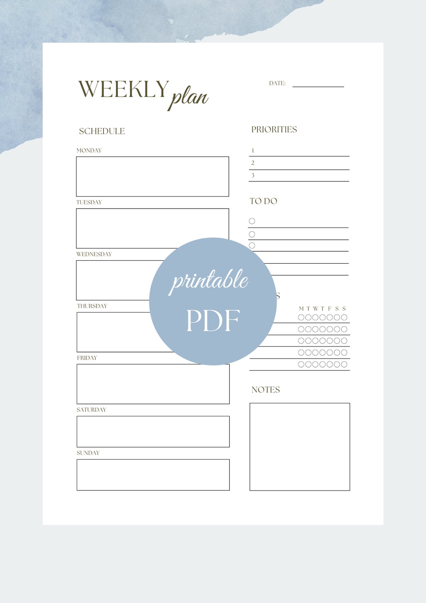 Weekly Planner Printable, Weekly Planner, Personal Weekly Planner ...