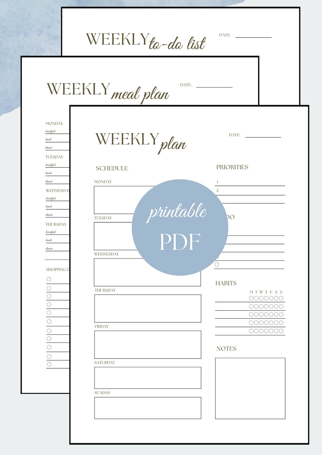 Weekly Planner Printable, Weekly Planner, Personal Weekly Planner ...