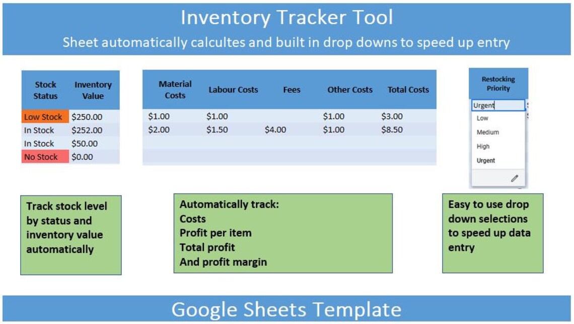 Inventory Tracker, Inventory Management Spreadsheet, Google Sheets ...
