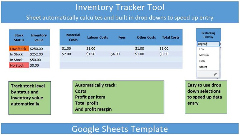 Inventory Tracker, Inventory Management Spreadsheet, Google Sheets ...