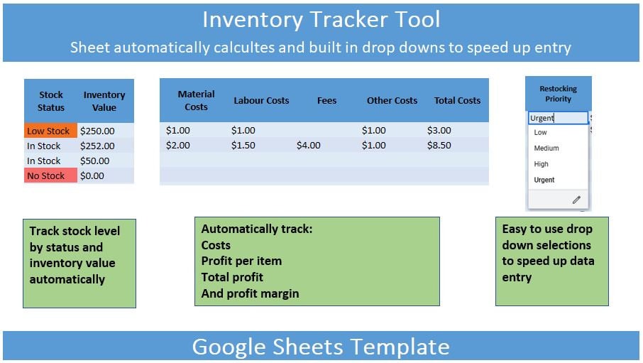 Inventory Tracker, Inventory Management Spreadsheet, Google Sheets ...