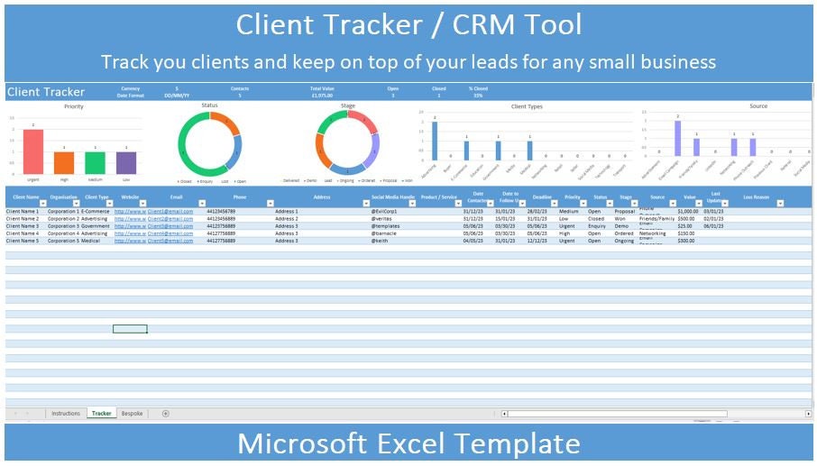 Client Tracker CRM Spreadsheet, Client Management, Small Business ... Client Tracker CRM Spreadsheet, Client Management, Small Business ...