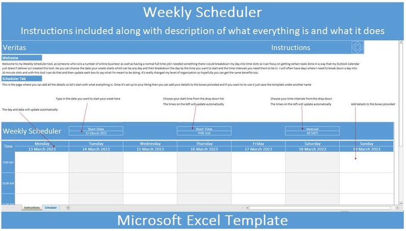 Editable Weekly Planner Template Weekly Schedule, Daily Planner, 2023 ...