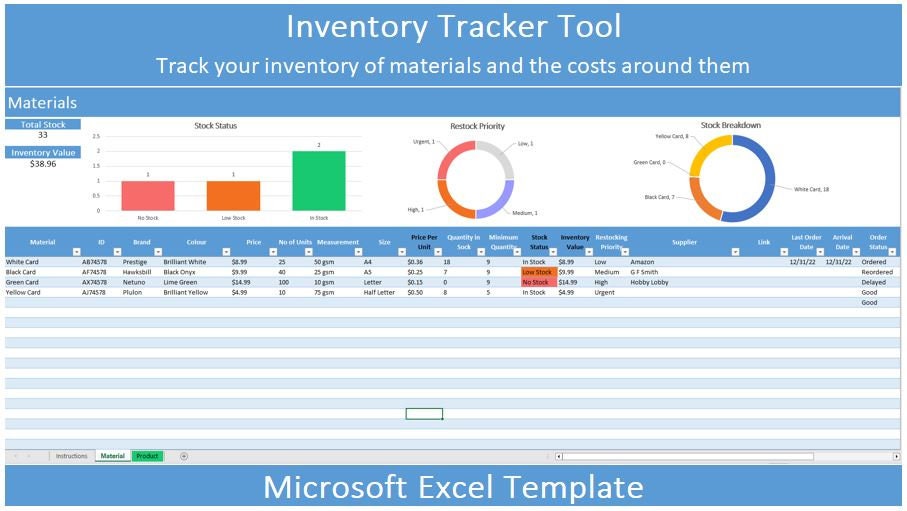 Inventory Tracker, Inventory Management Spreadsheet, Microsoft Excel ...