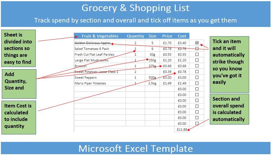 Editable Grocery List Template I Shopping List Template I Microsoft ...