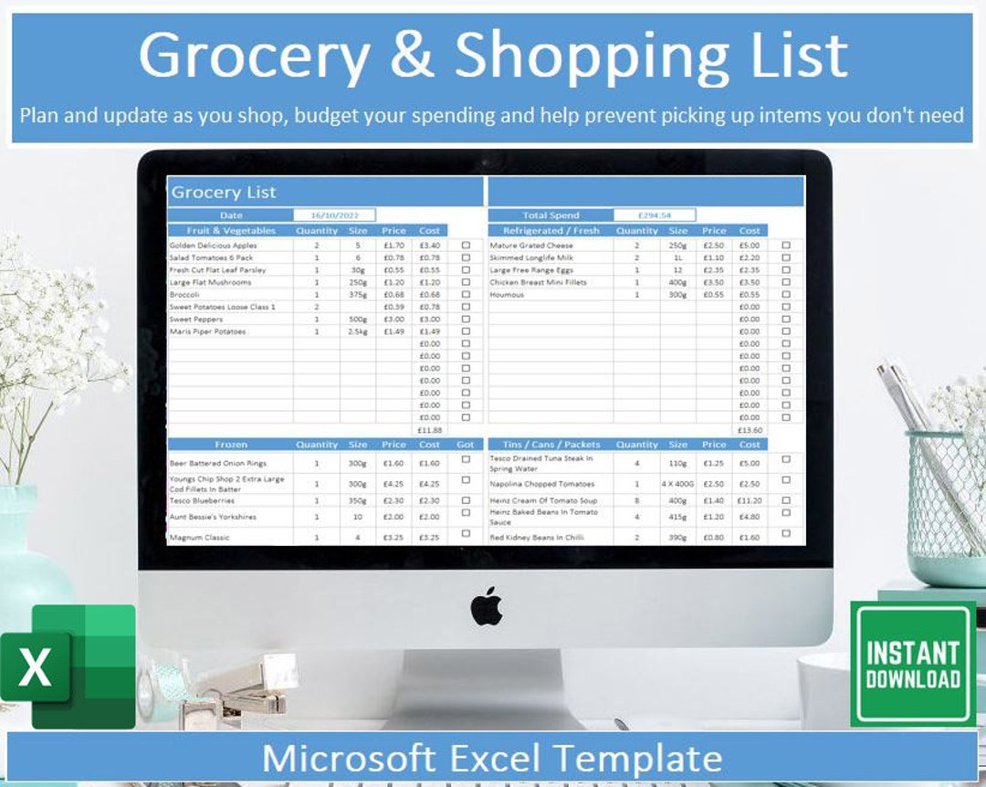 Editable Grocery List Template I Shopping List Template I Microsoft ...