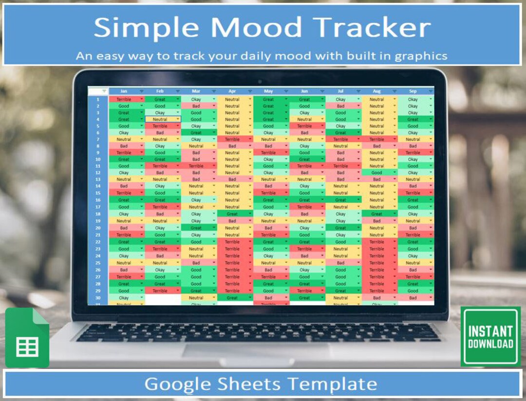 Simple Mood Tracker I Google Sheets I - Etsy