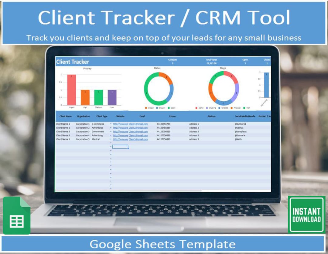 Feuille de calcul CRM Client Tracker, gestion des clients, feuille de calcul Small Business ...