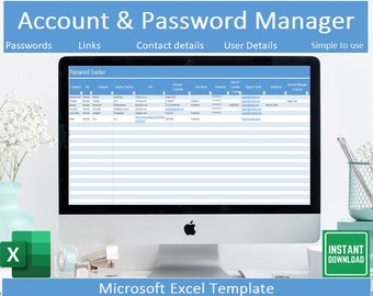 Passwords Tracker Excel Spreadsheet Template - Etsy UK