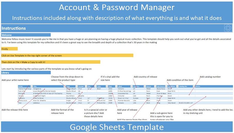 Music Collection Tracker Library for Vinyl Tape CD and - Etsy