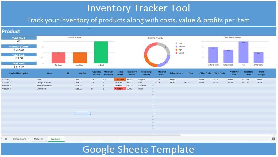 Inventory Tracker, Inventory Management Spreadsheet, Google Sheets ...