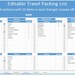 Editable Travel Packing List Template I Holiday I Vacation I - Etsy