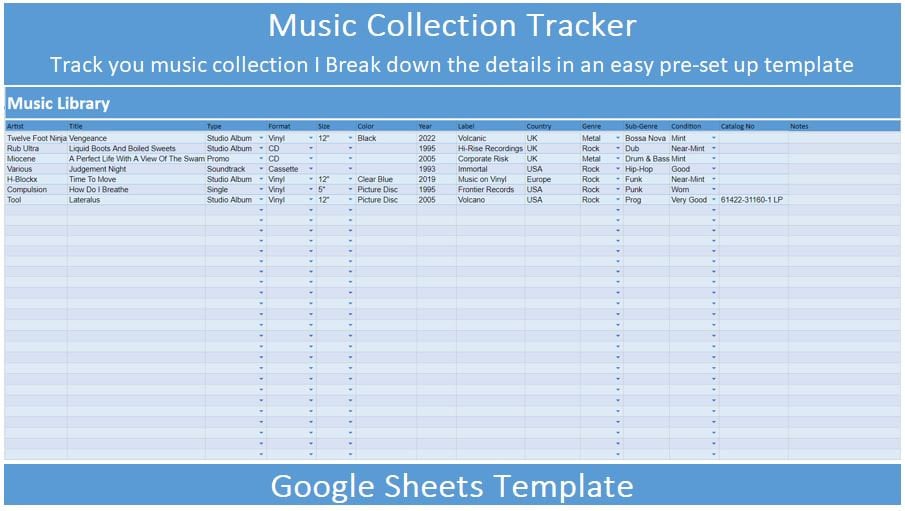 Music Collection Tracker Library for Vinyl, Tape, CD and More Google ...