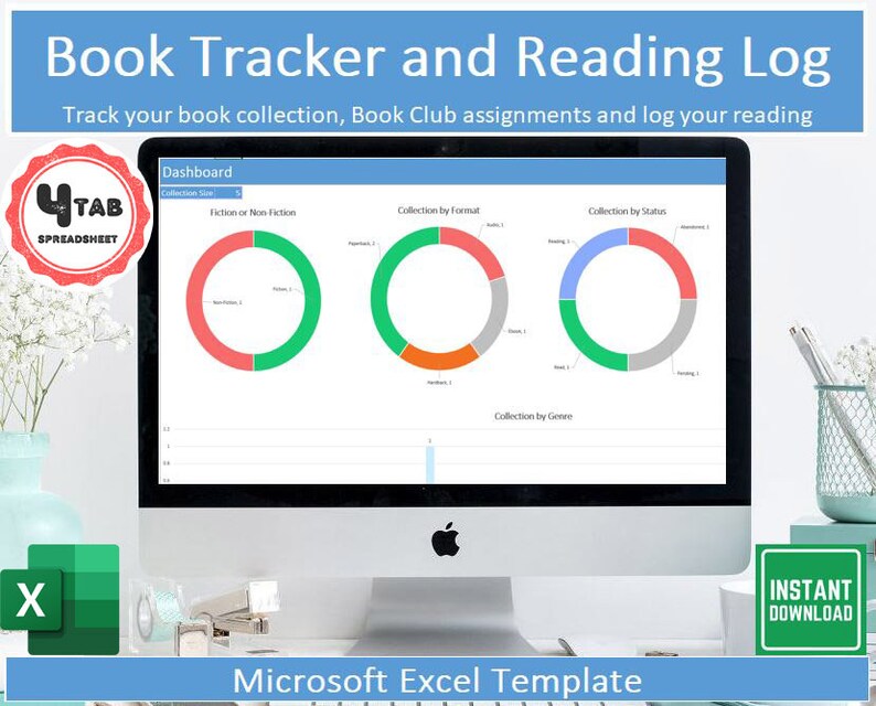 Book Collection I Book Reading Log Tracker Tool Microsoft Excel I - Etsy