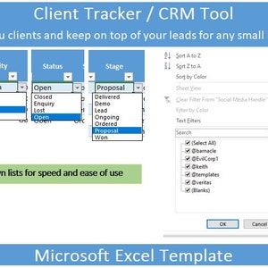 Client Tracker CRM Spreadsheet, Client Management, Small Business Spreadsheet, Business Tracker ...