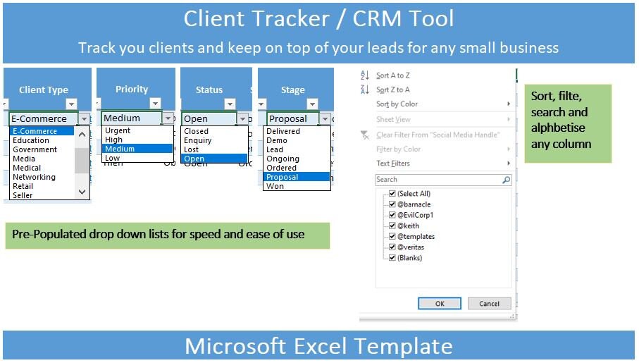 Client Tracker CRM Spreadsheet, Client Management, Small Business ...