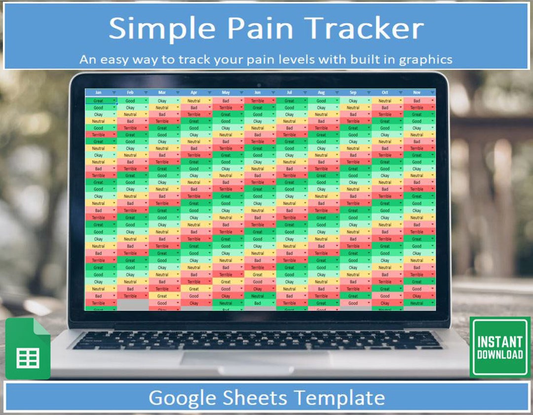 Simple Pain Tracker Template I Google Sheets I - Etsy