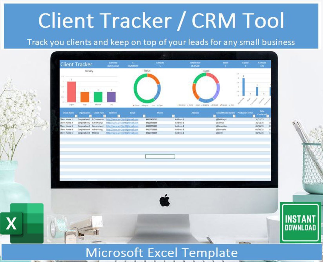 Client Tracker CRM Spreadsheet, Client Management, Small Business ...