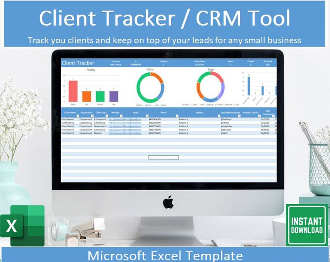 Client Tracker CRM Spreadsheet, Client Management, Small Business ...