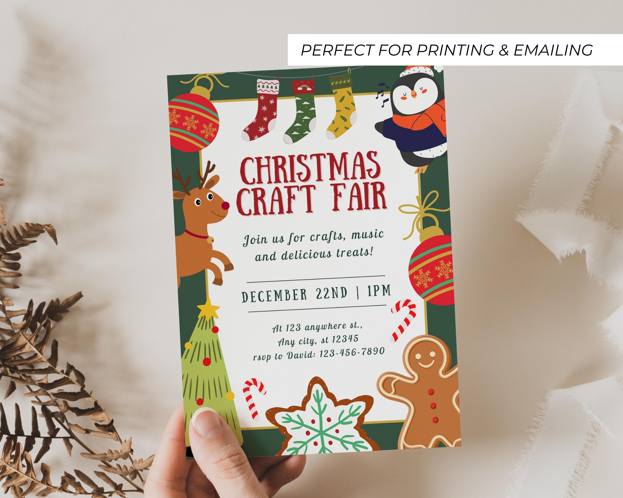 Christmas Crafts Fair Invitation Template, Christmas Market Leaflet ...