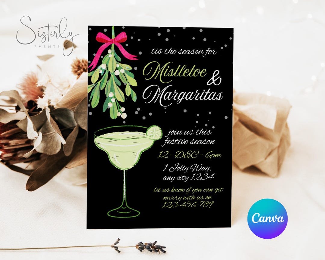 Mistletoes and Margarita Party, Invitation Template, Work Christmas ...