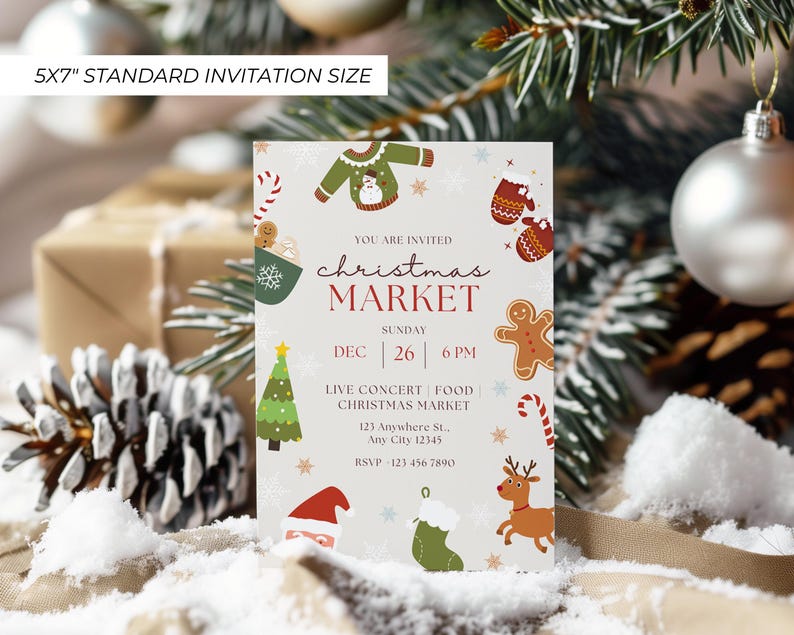 Editable Christmas Market Invitation Template, Christmas Fair Leaflet ...