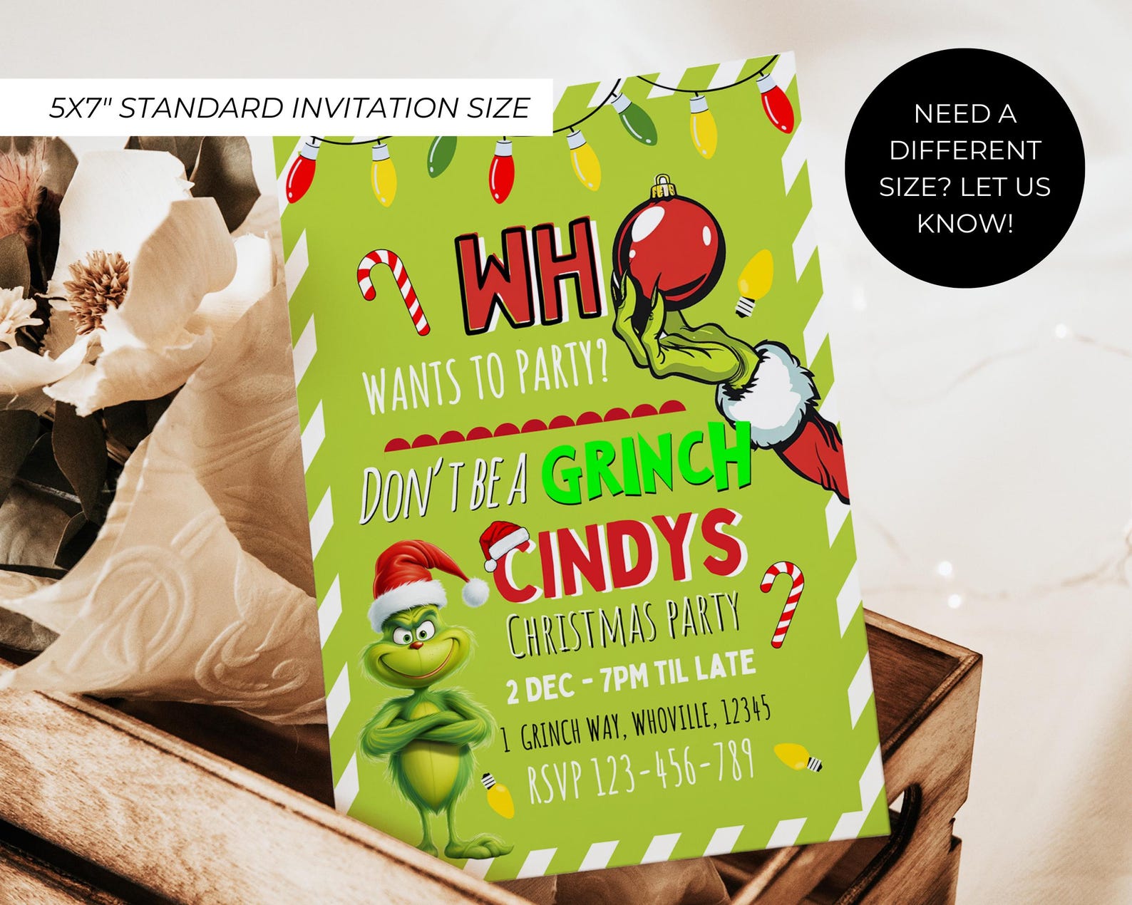 Grinch Invitation Template, Christmas Party, Grinchmess, Don't Be a ...