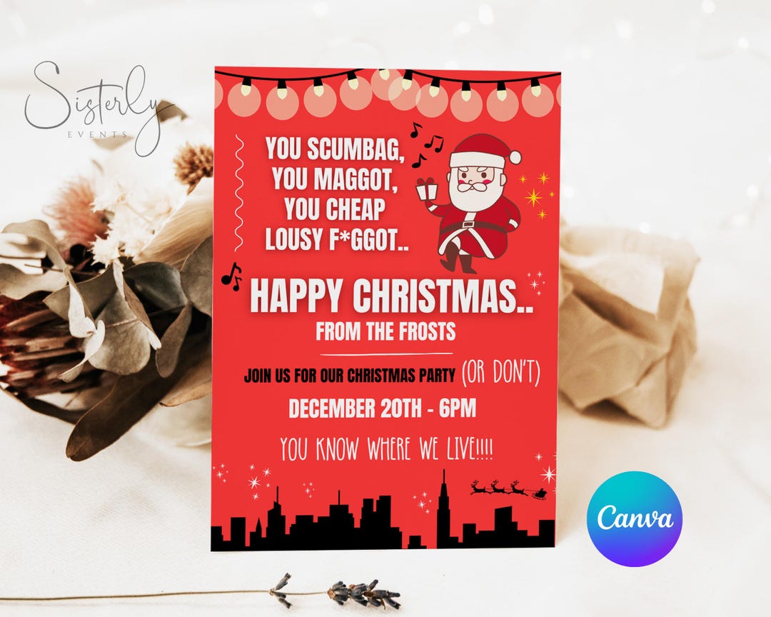Funny Christmas Invitation, Work Party Invite, Rude Christmas ...