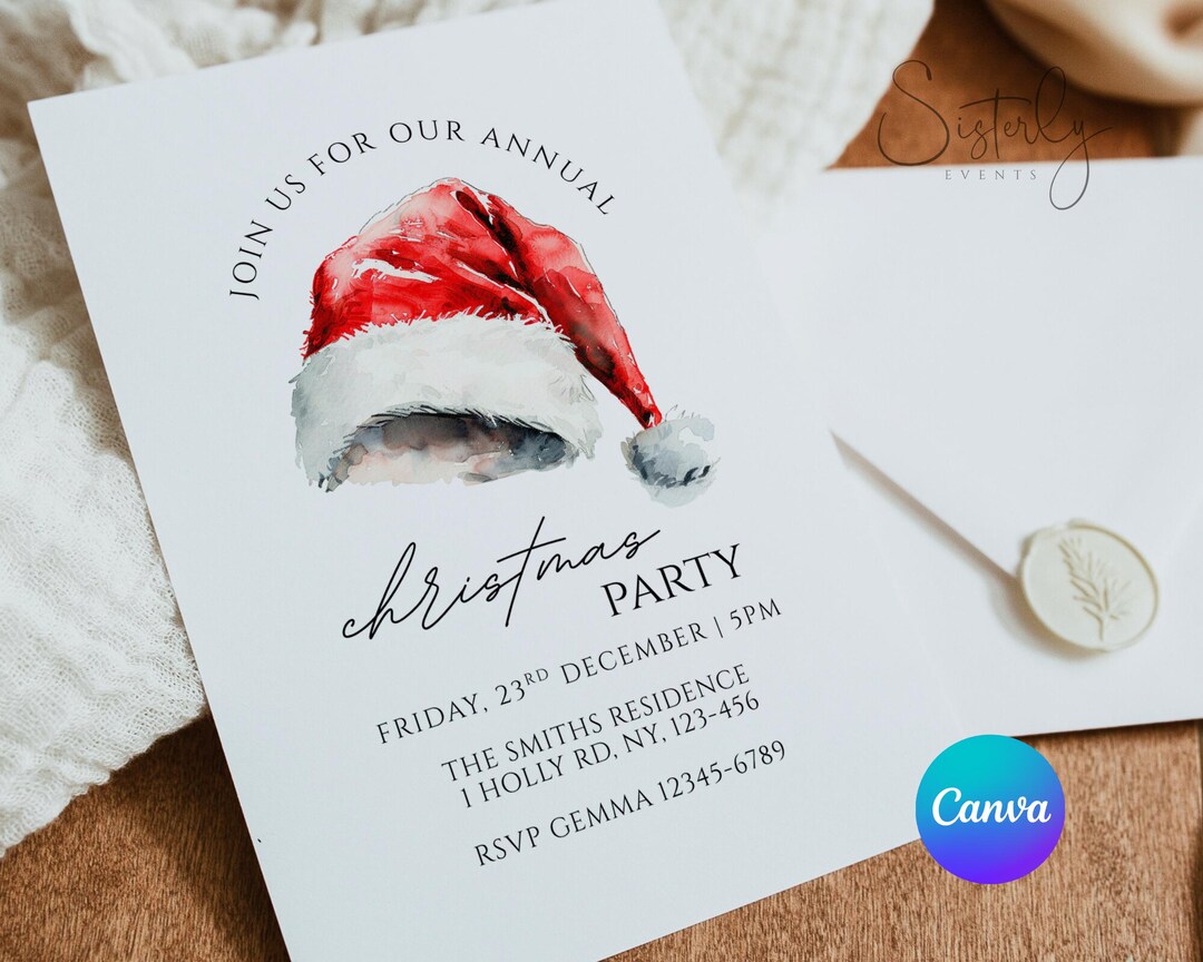 Christmas Party Invitation Template, Christmas Work Gathering, Holiday ...
