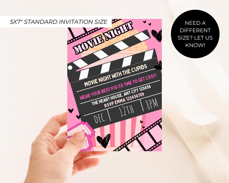 Girls Movie Night Invitation Template,film Night, Movie Party, Girls ...