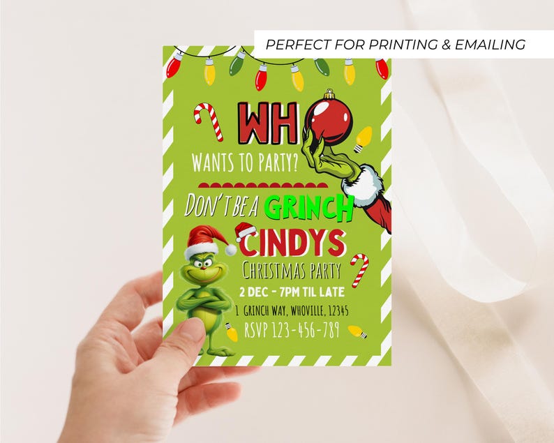 Grinch Invitation Template, Christmas Party, Grinchmess, Don't Be a ...