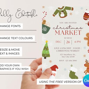 Editable Christmas Market Invitation Template, Christmas Fair Leaflet ...